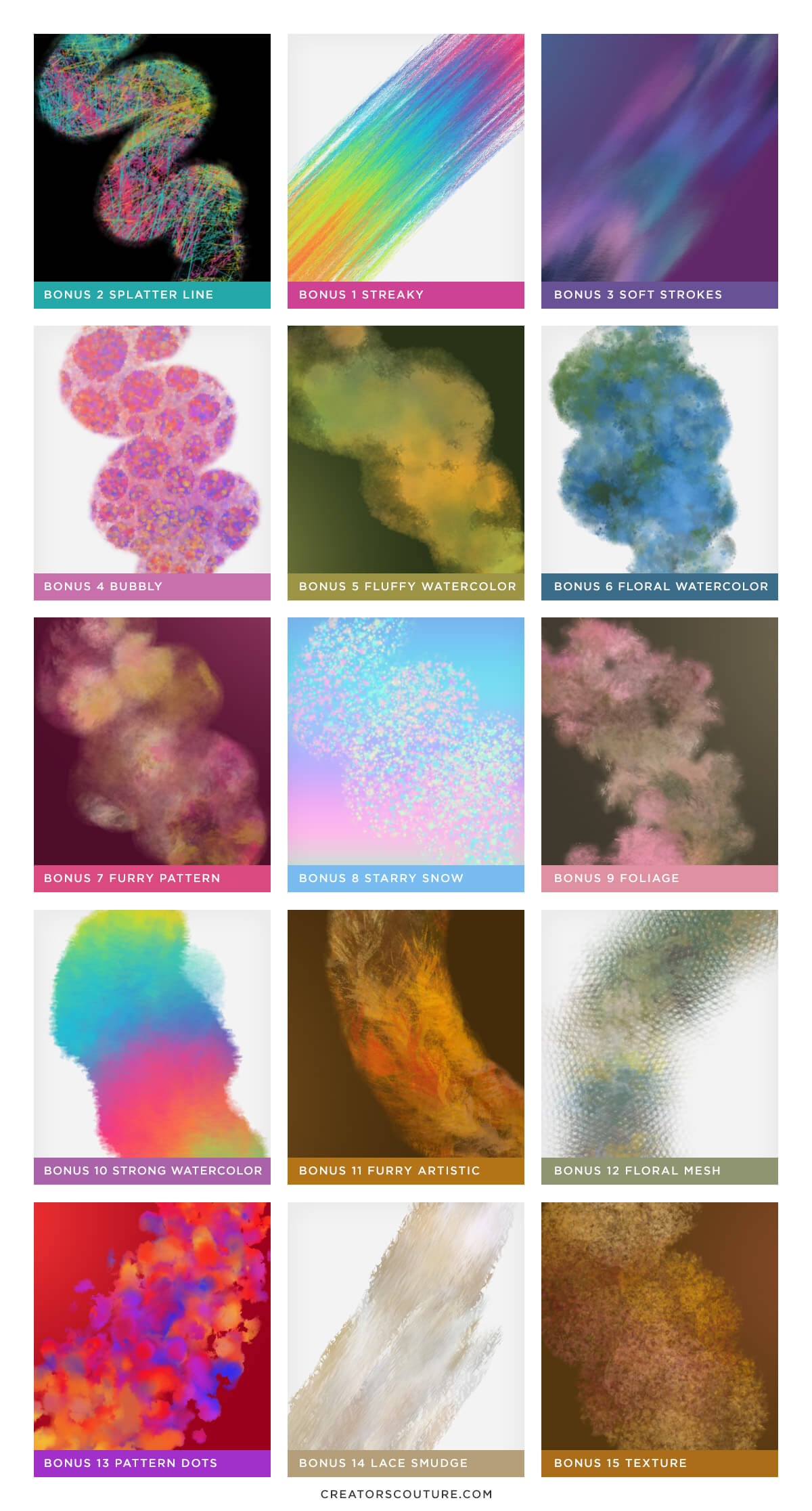 Photoshop Brush Sampler - 60+ Multicolor Brushes Featured on Adobe ...