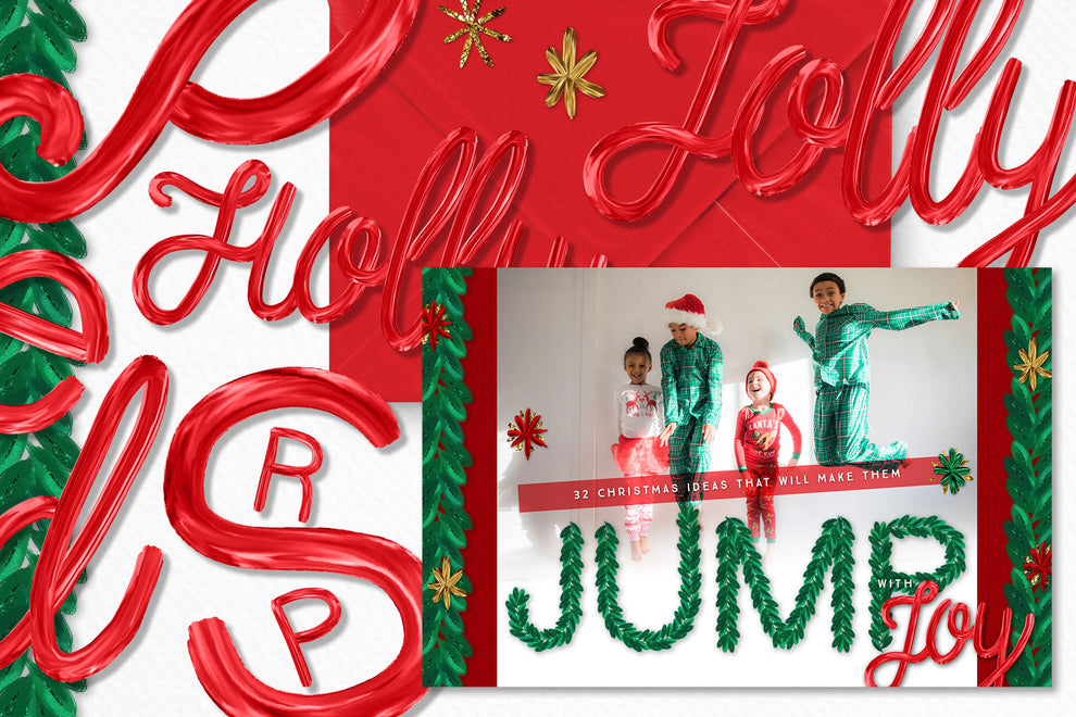 Luxe Holiday Greenery Alphabets: Christmas Lettering & Graphics Bundle ...