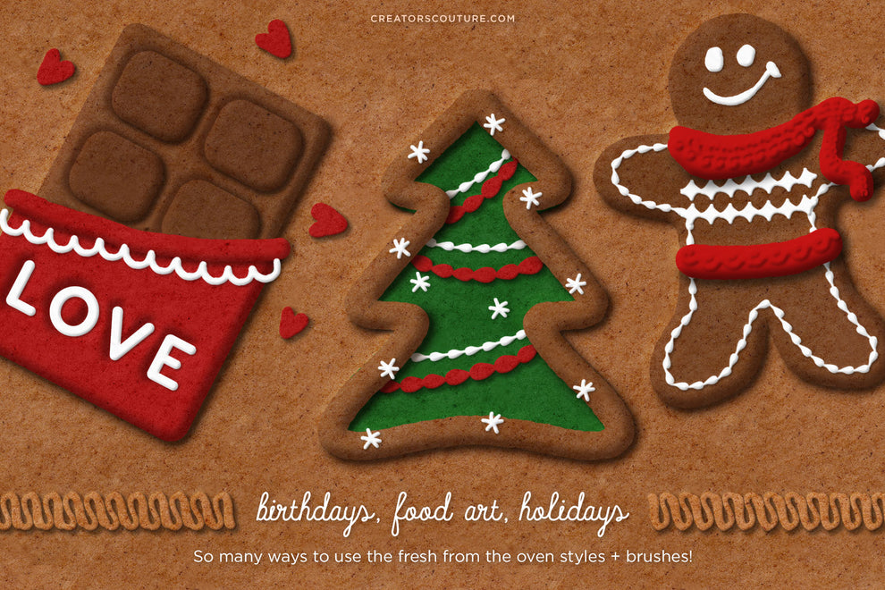 Gingerbread, Cookie, & Cake Graphic & Lettering Effects for Photoshop ...