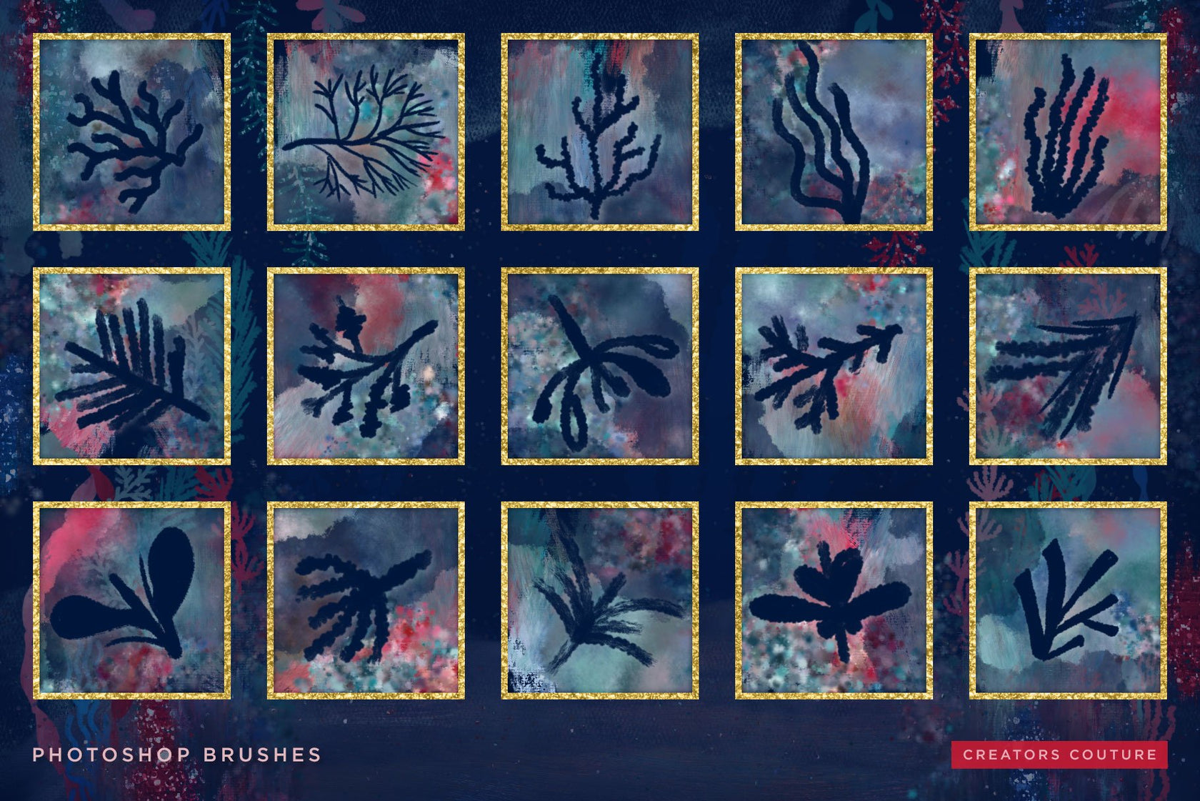 Seaweed & Coral Dreamy Hand Illustrated brushes for Photoshop ...